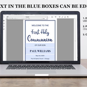 Navy Blue First Communion Welcome Sign, INSTANT Download Editable ...