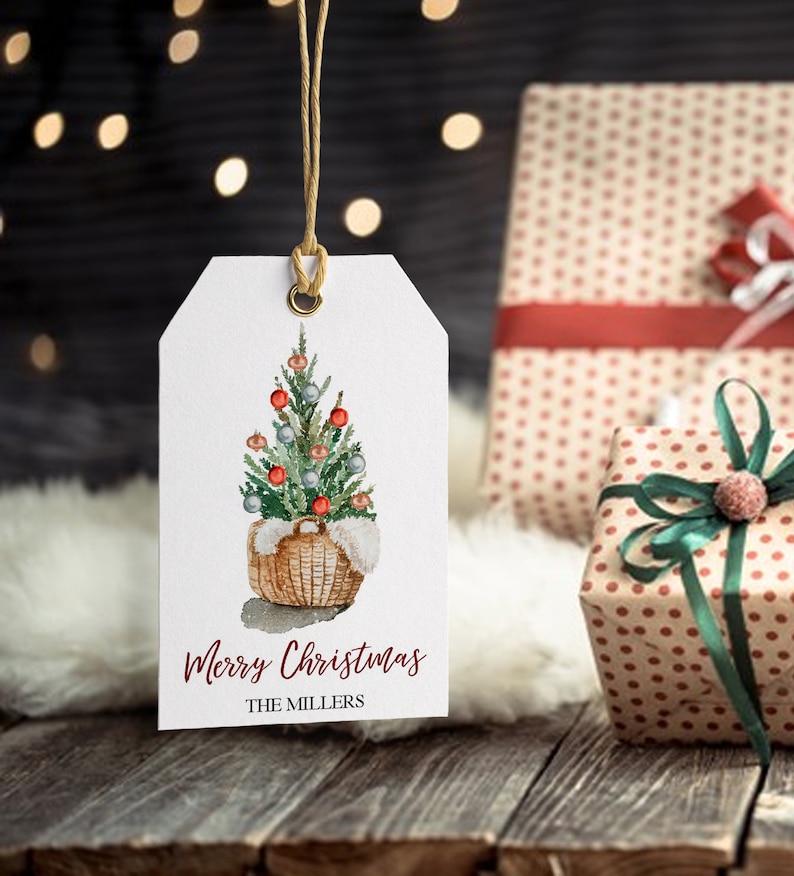 Christmas Gift Tags Printable Watercolor Christmas Tree - Etsy