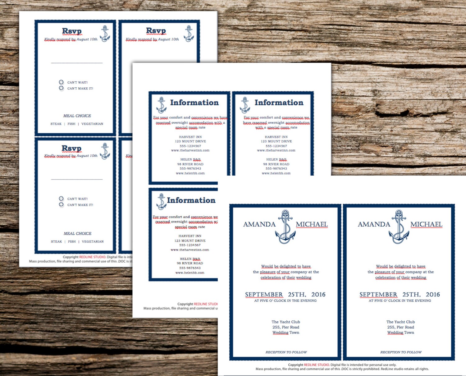 Nautical Wedding DIY Pocket Invitation Template INSTANT - Etsy
