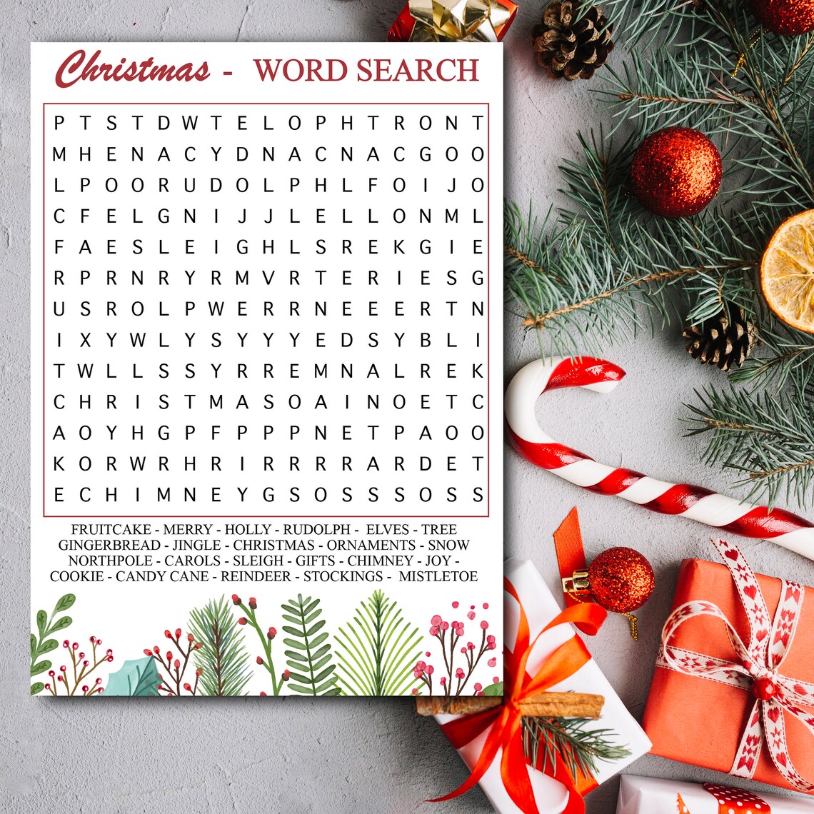 Christmas Word Search Game Family Party Christmas Party Game | Etsy
