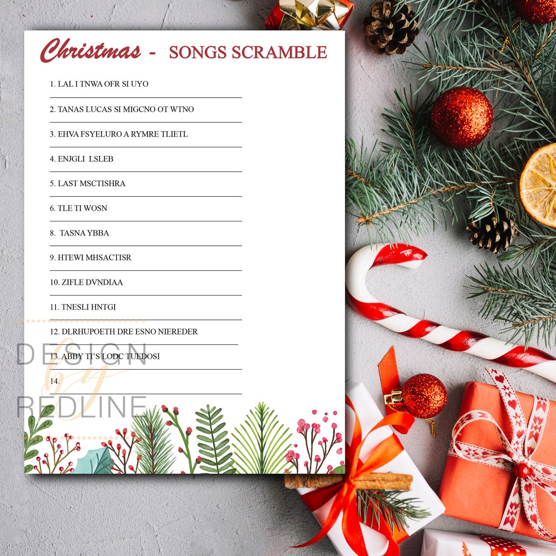 Christmas Songs Scramble Game, Christmas Party Game Printable, Holiday ...