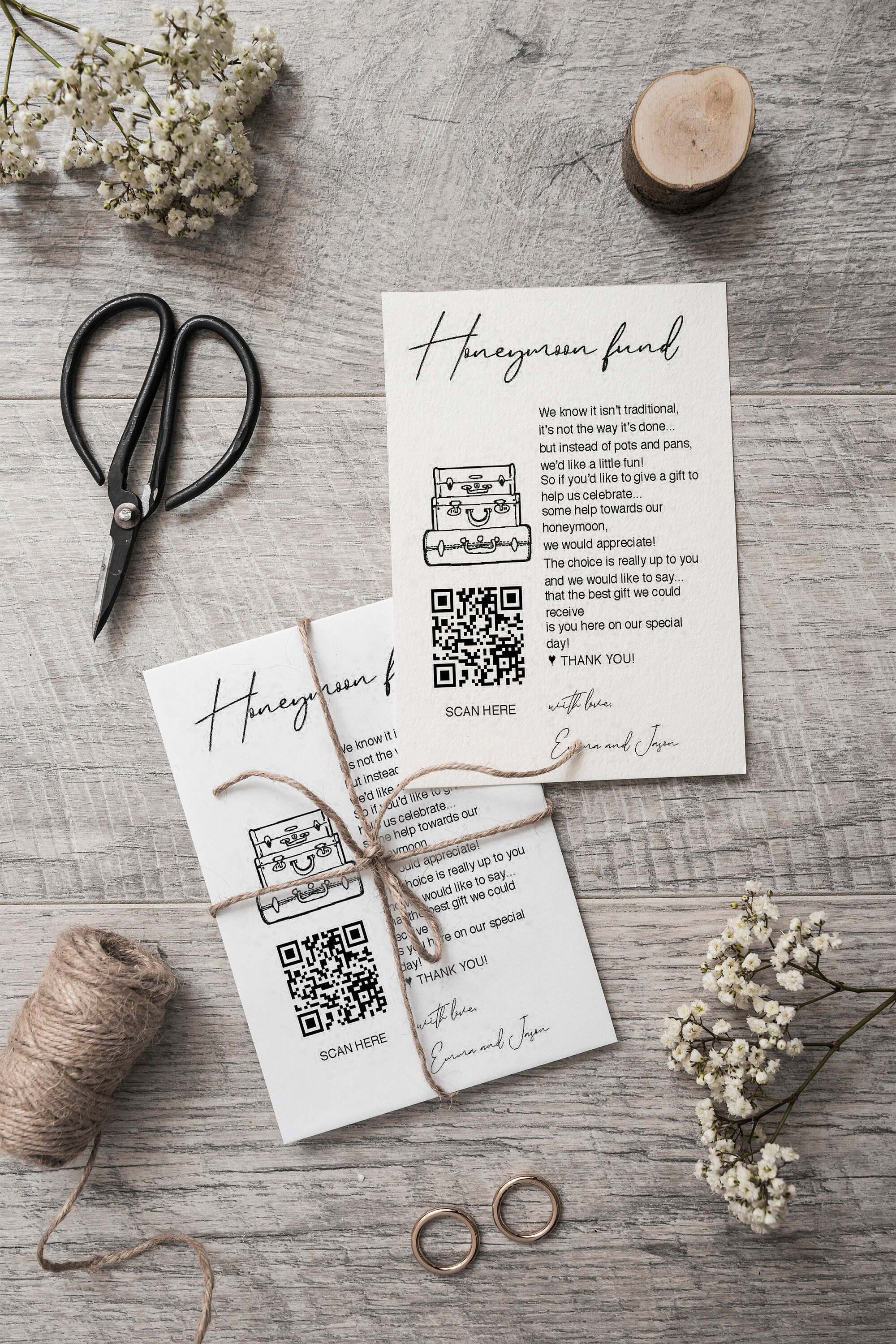 Honeymoon Fund QR Code Card Printable Wedding Honeymoon Fund Insert 