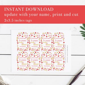 Valentine's Day Favor Bag Tags Printable, DIY Favor Bags, Printable ...