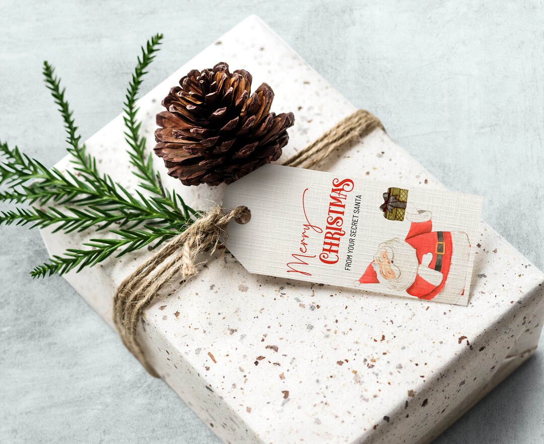 Editable Secrat Santa Gift Tag, Holiday Gift Tags Merry Christmas ...