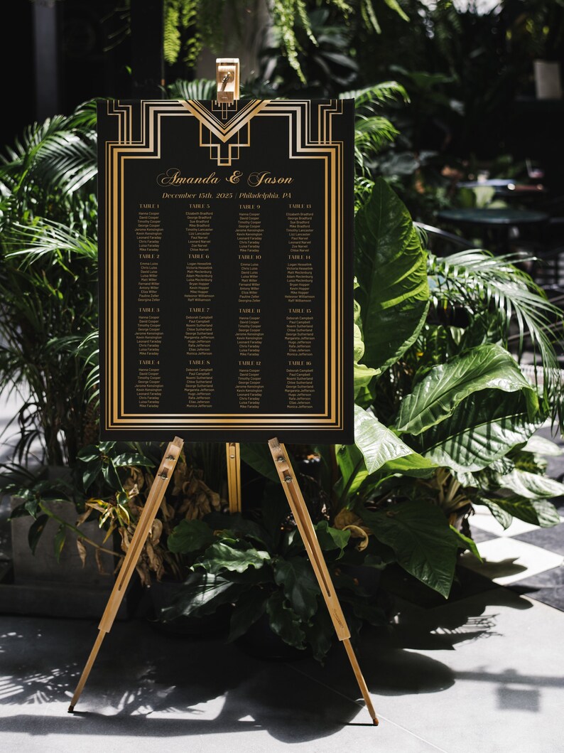 Seating Chart Template Wedding Seating Sign Poster Gatsby - Etsy