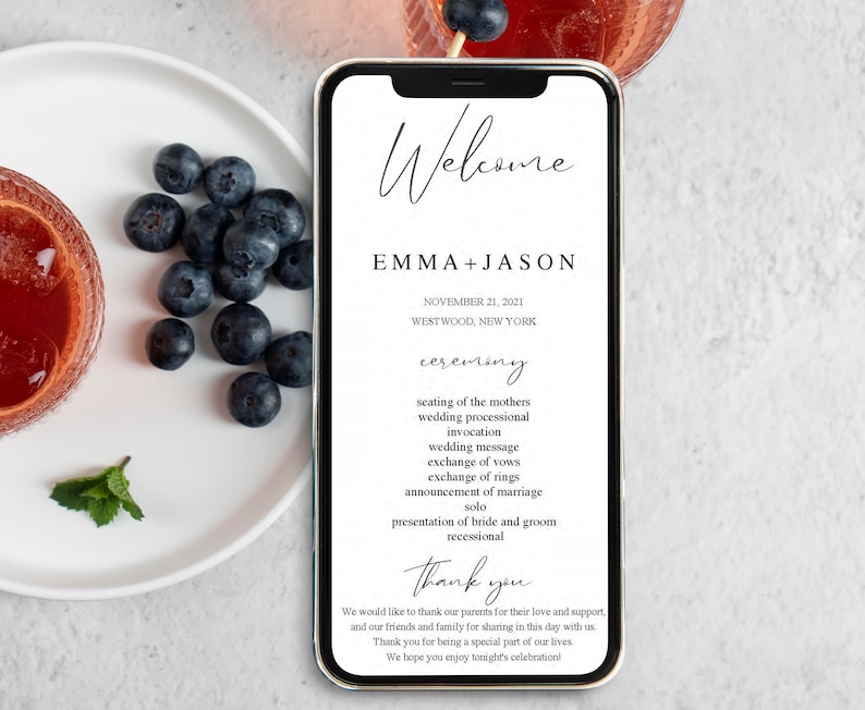 Wedding Welcome Sign and Matching Program Template With Scannable QR ...