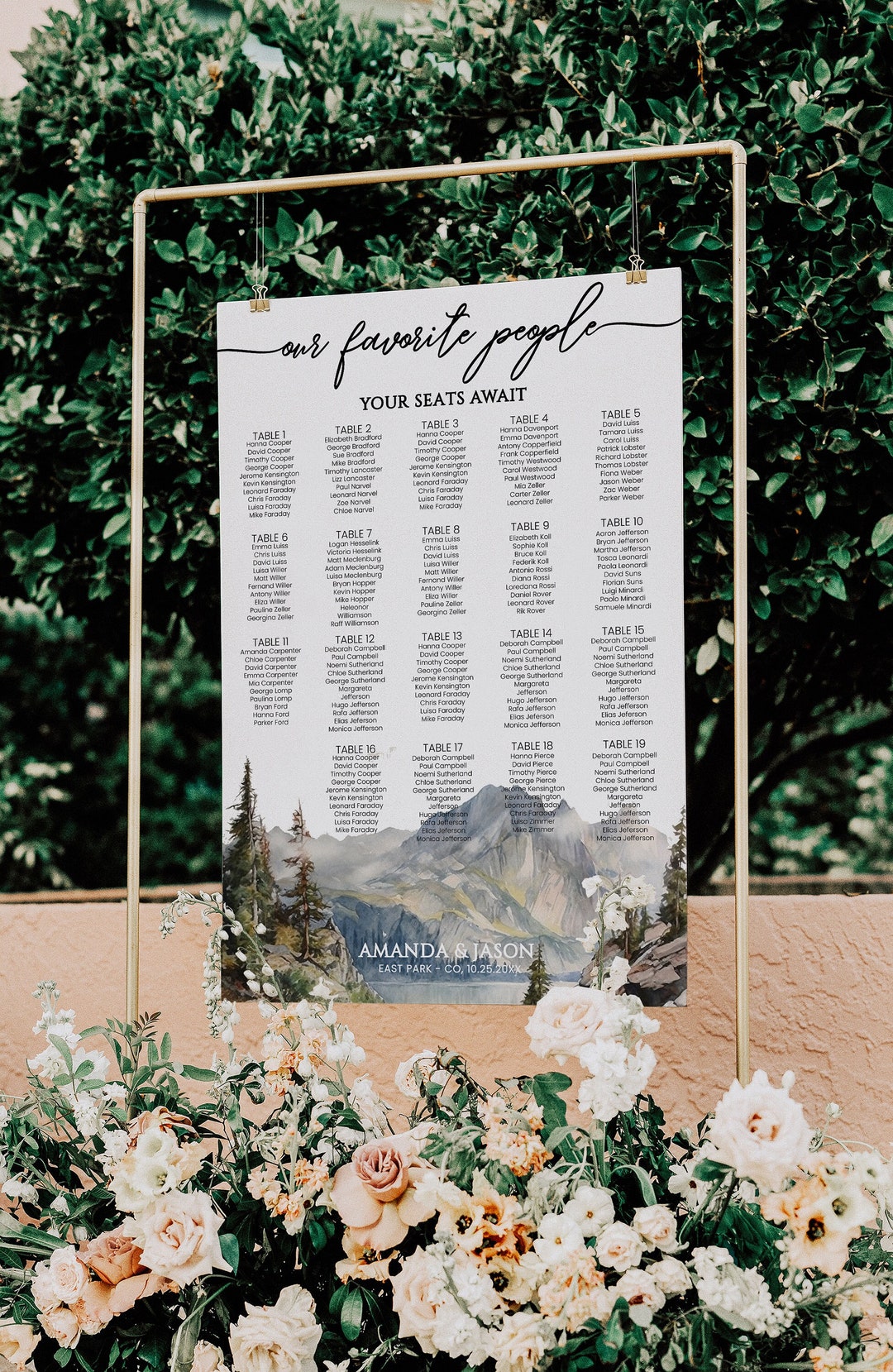 Mountain Wedding Seating Chart Poster, Printable Woodland Forest Large ...