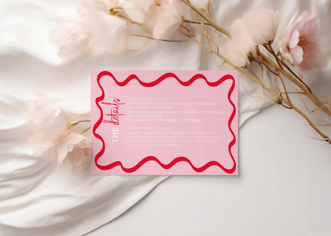 Enclosure Card Template, Details Accomodation Card With Wavy Frame ...
