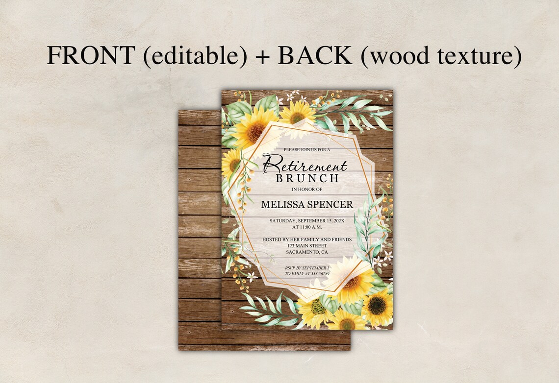 Rustic Retirement Party Invitation Printable Sunflower and | Etsy