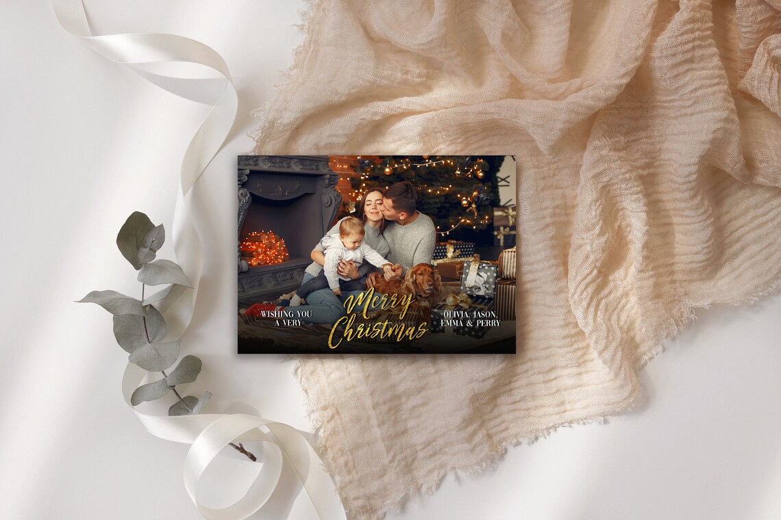 Printable Holiday Card Template, Photo Holiday Card, Minimalist ...