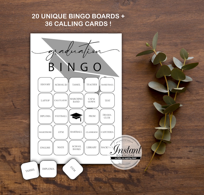 Graduation Bingo Cards Printable Graduation Party Fun Grad - Etsy