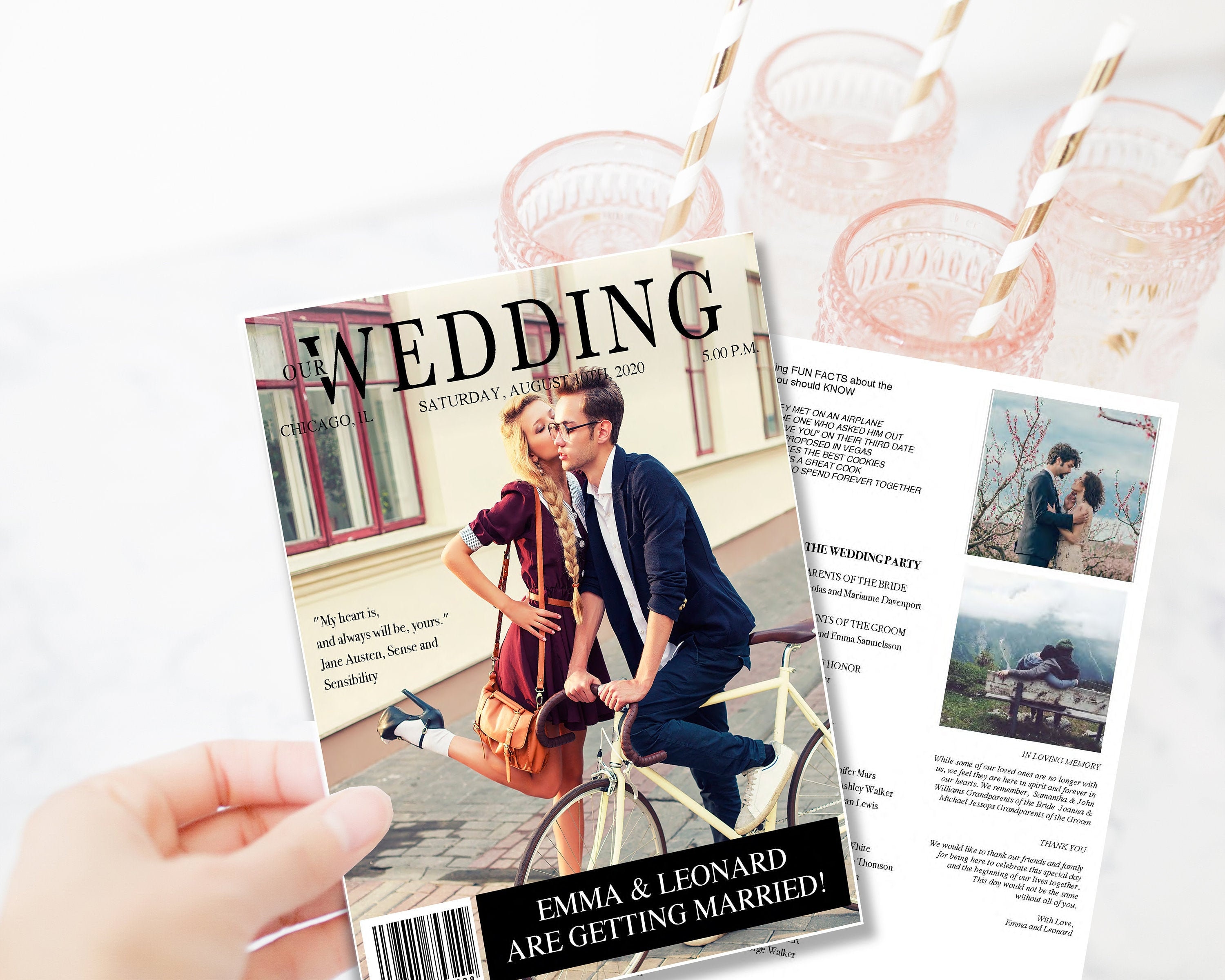Newspaper style wedding program | Honestweddingadvice.com