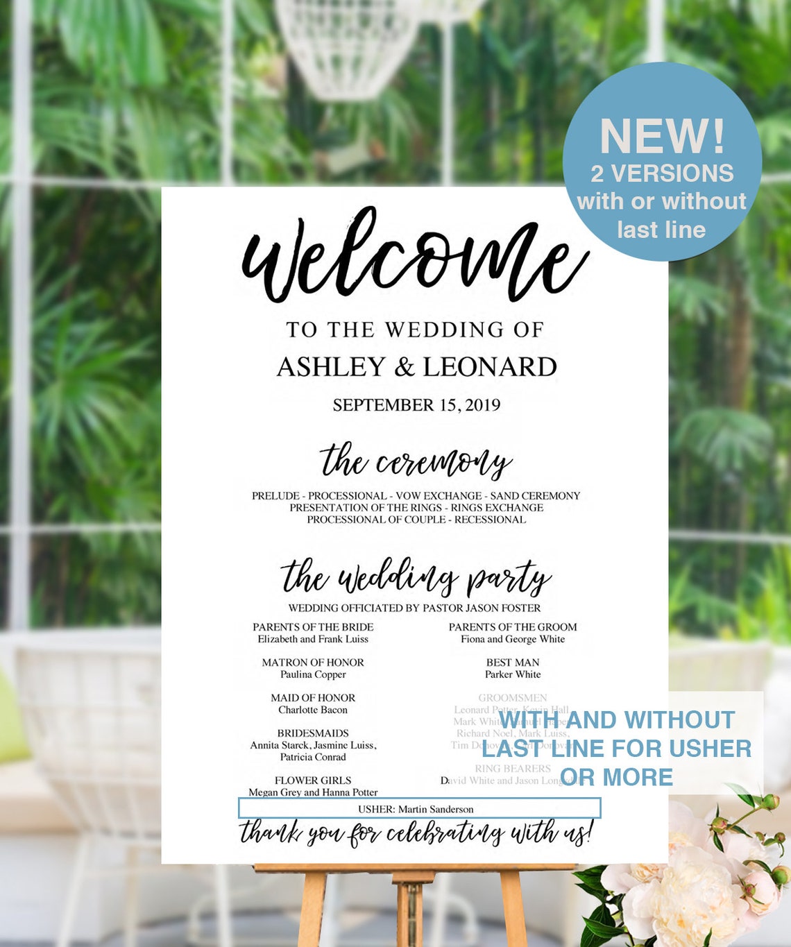 Wedding Program Sign Printable Wedding Welcome Template | Etsy