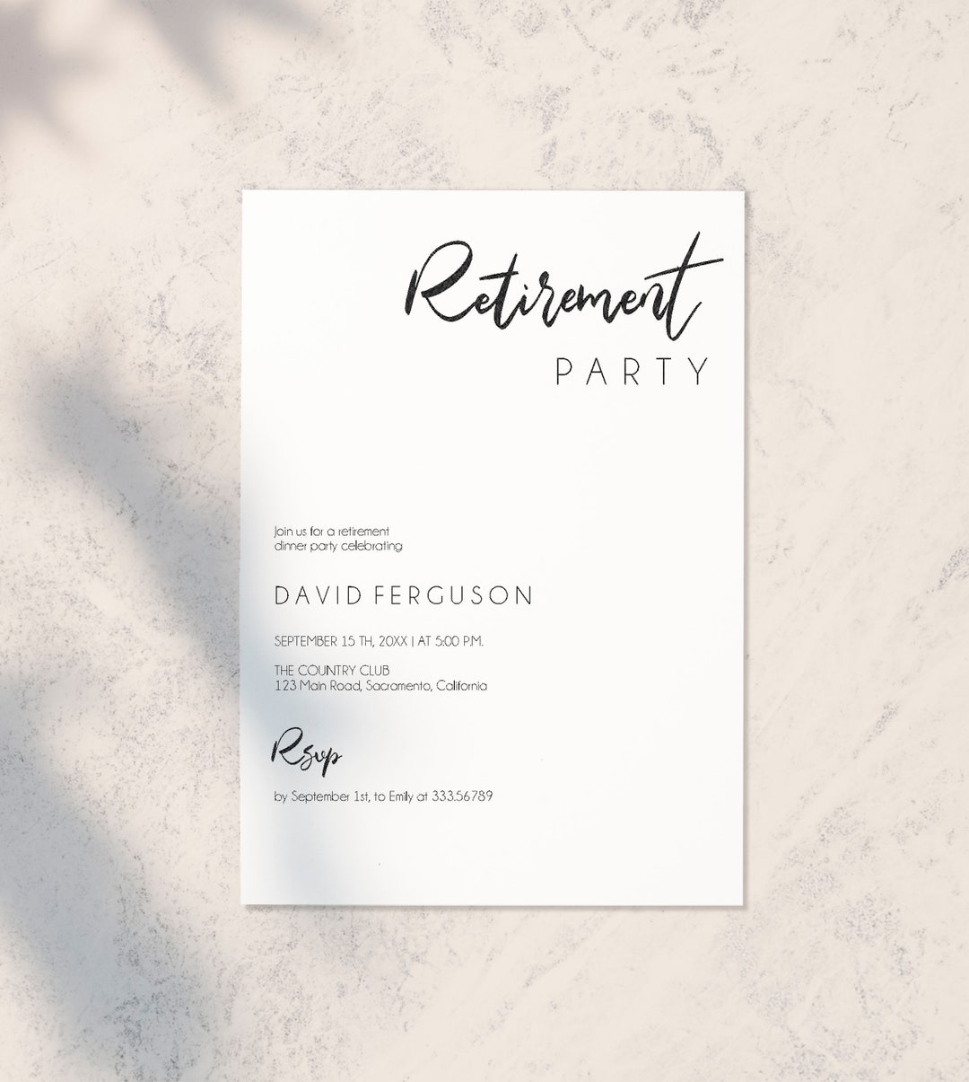 Modern Retirement Party Invitation Template, Minimalist Retirement for ...
