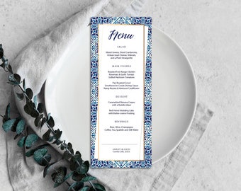 Mediterranean Tiles Menu Template Portuguese Tiles Dinner | Etsy