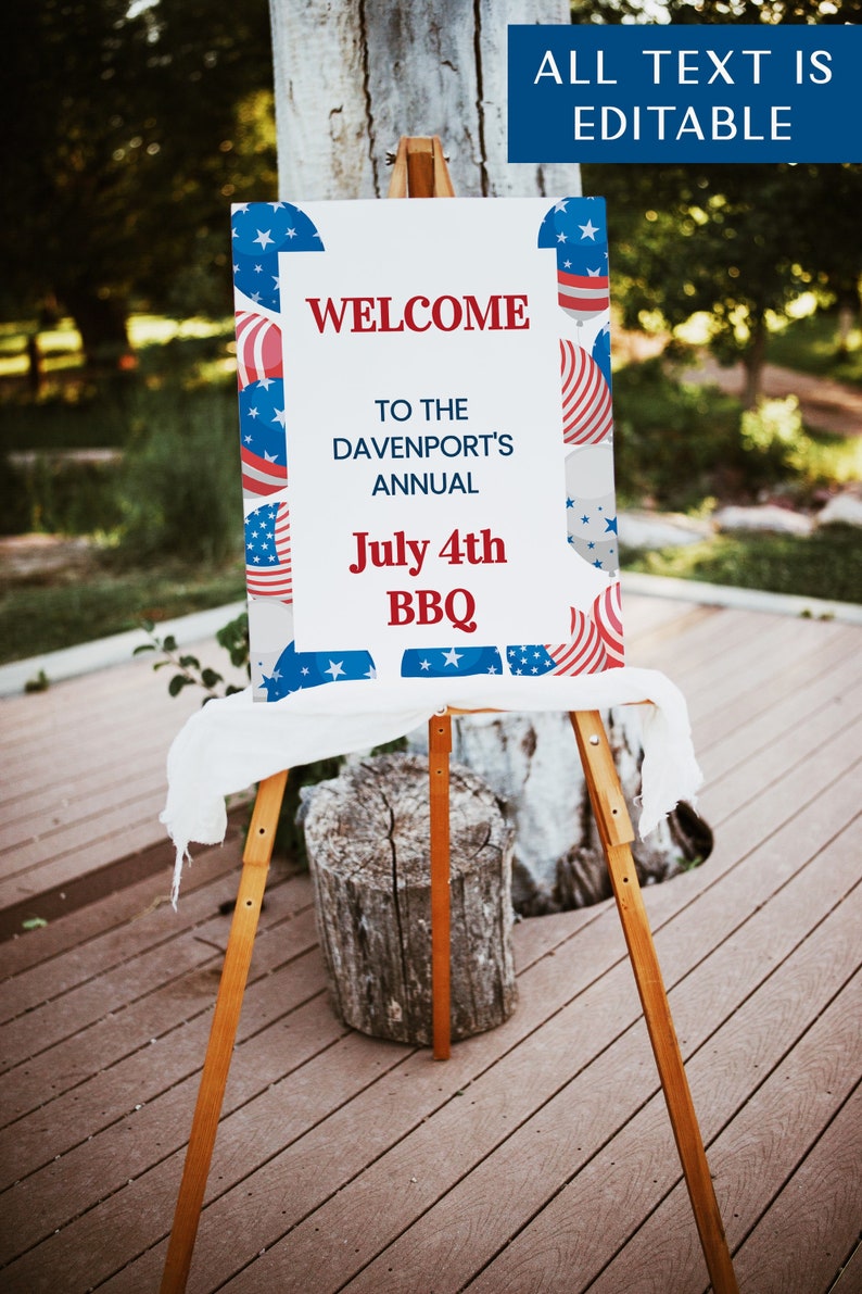 4th of July Sign Template July 4th Welcome Sign Fully - Etsy