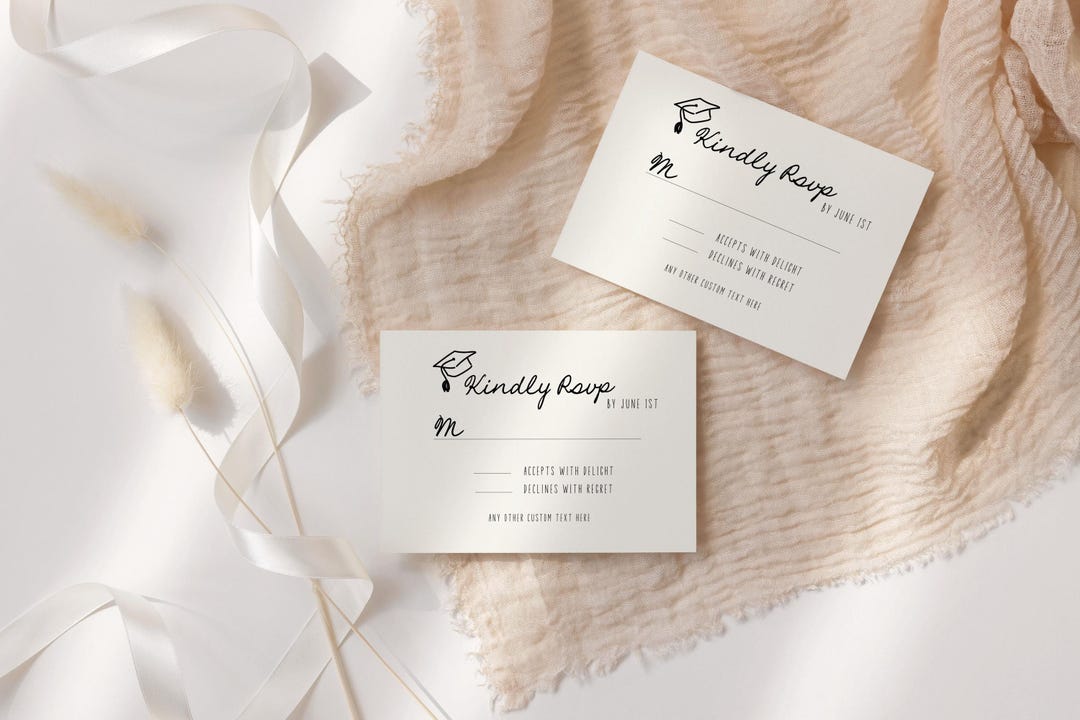 Graduation RSVP Card Template, Enclosure Card Printable, Trendy ...