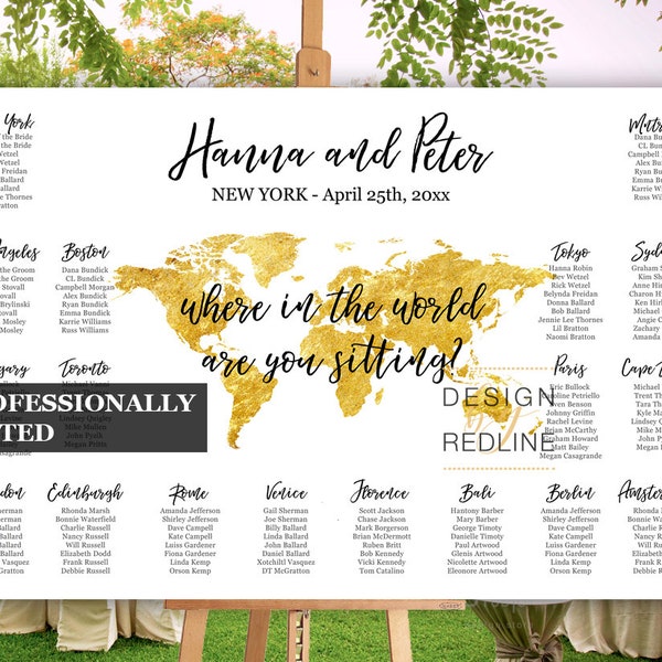 World Map Wedding Seating Chart Template - Etsy