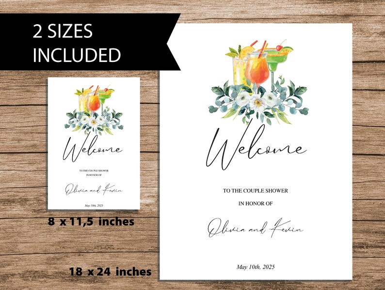 Welcome Sign Printable Cocktails Floral Sign Bridal Shower - Etsy