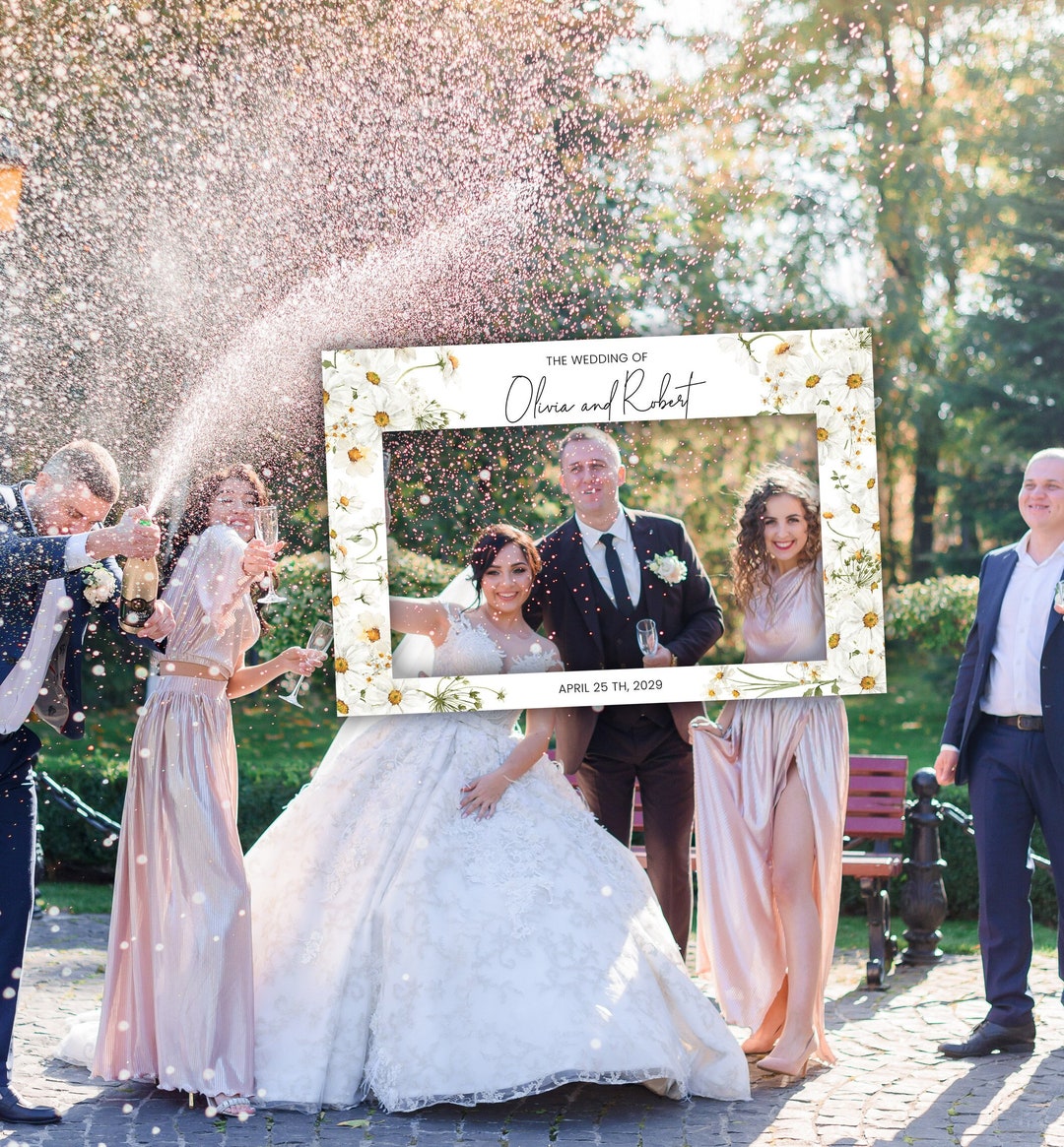 Daisy Wedding Photo Booth Frame, Personalized Photo Prop Frame Template ...