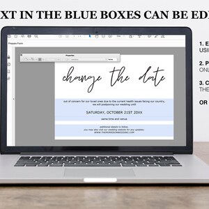 Change the Date Wedding Printable Announcement, Postponing Date for ...