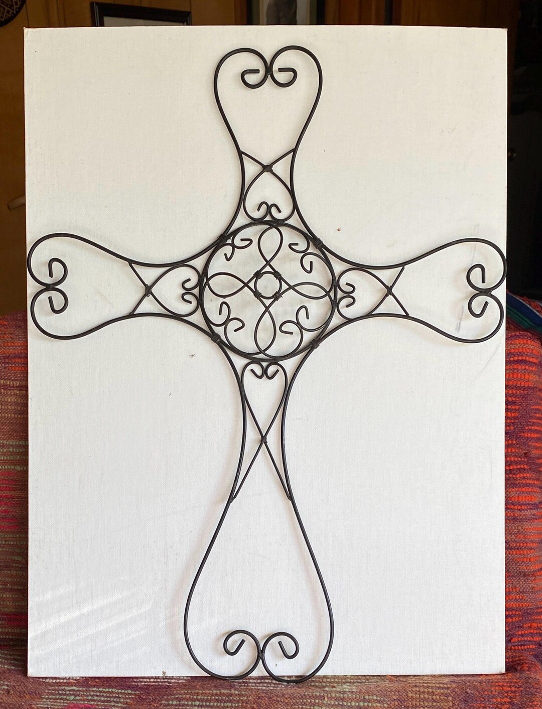 Vintage Large Wrought Iron Cross-black-home Decor-wall Decor - Etsy