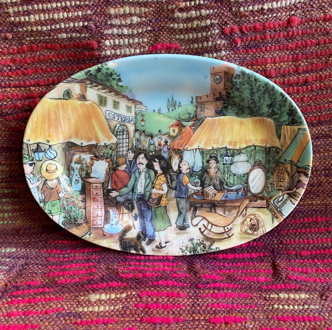 Brunelli Flea Market Ceramic Plate-italy-oval Relish Dish-collectibles ...