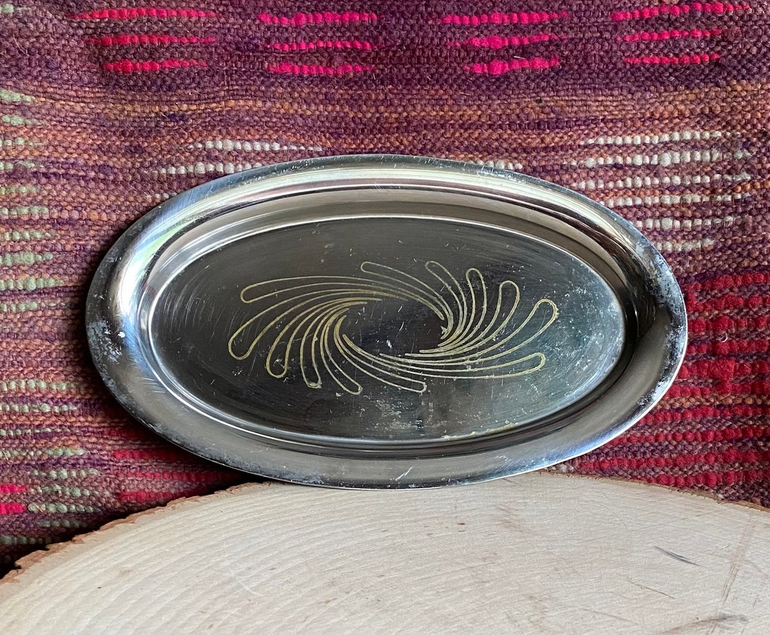 Vintage Retro Stainless Steel Mini Tray-platter-inox 18/10-trinket Dish ...