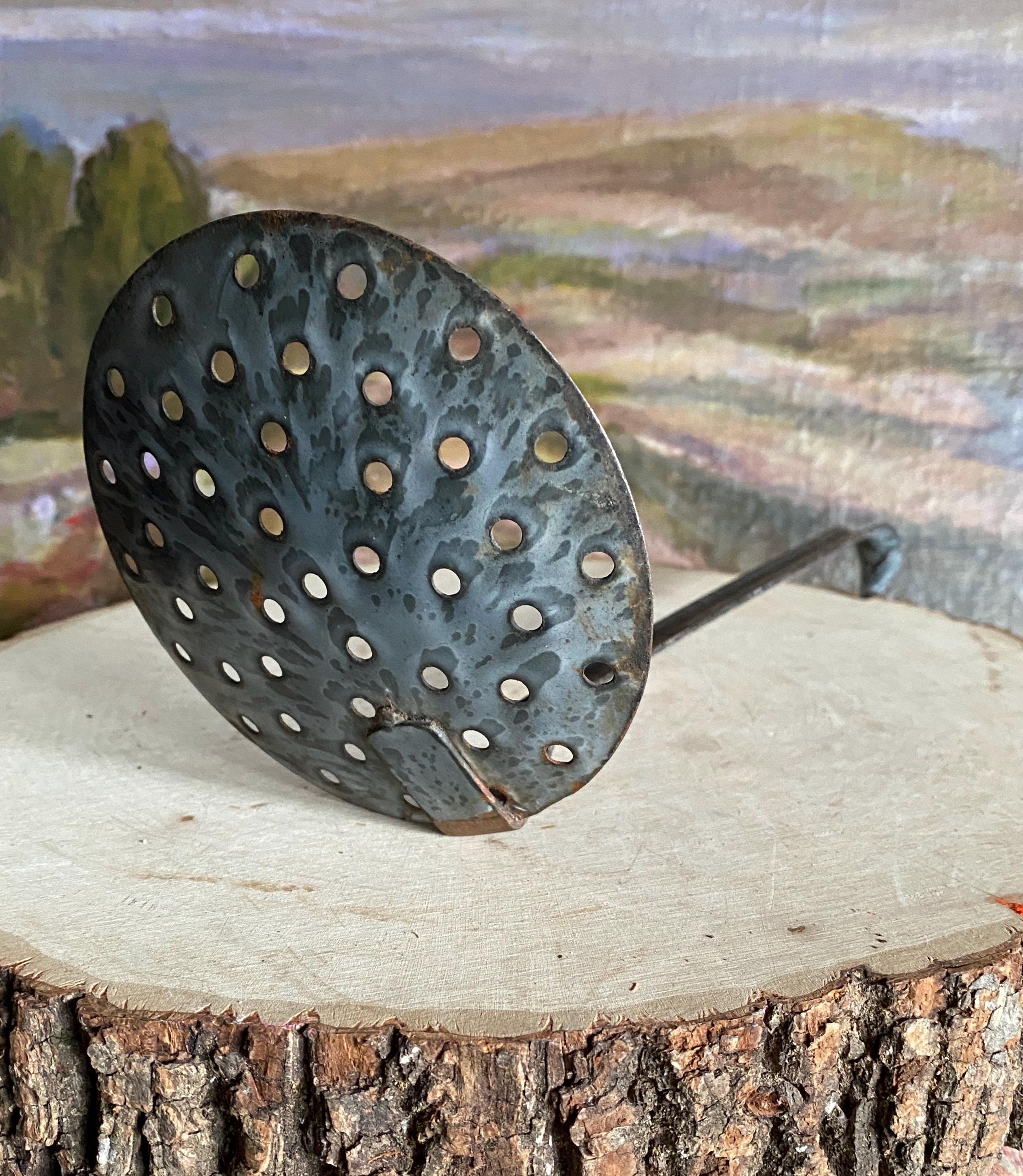 Vintage Enamelware Slotted Ladle-farmhouse Kitchen-collectibles-grey ...