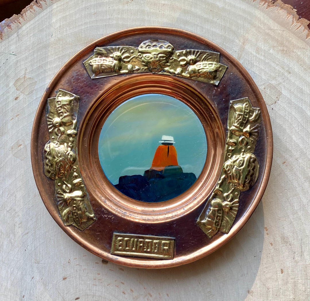 Vintage Ecuador Copper Plate-folk Art-souvenir-wall Decor-hand Crafted ...
