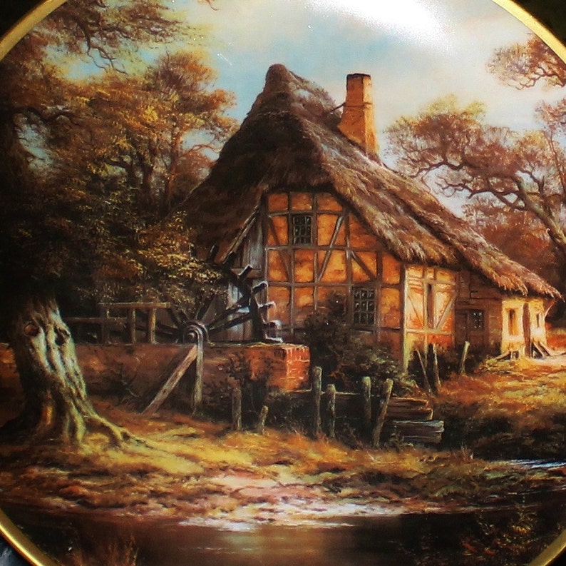 Country Cottage Scene Porcelain Plate Vintage Bareuther - Etsy