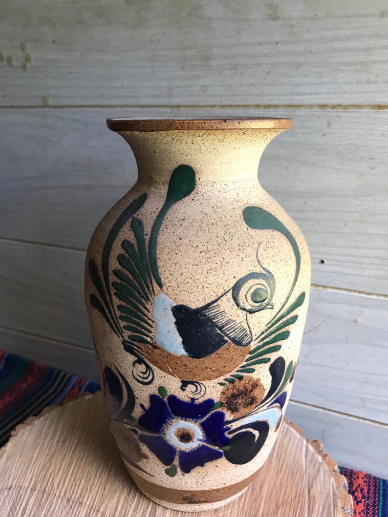 Mexican Pottery Vase-Tonala-Hand Made-Folk Art Ceramic | Etsy