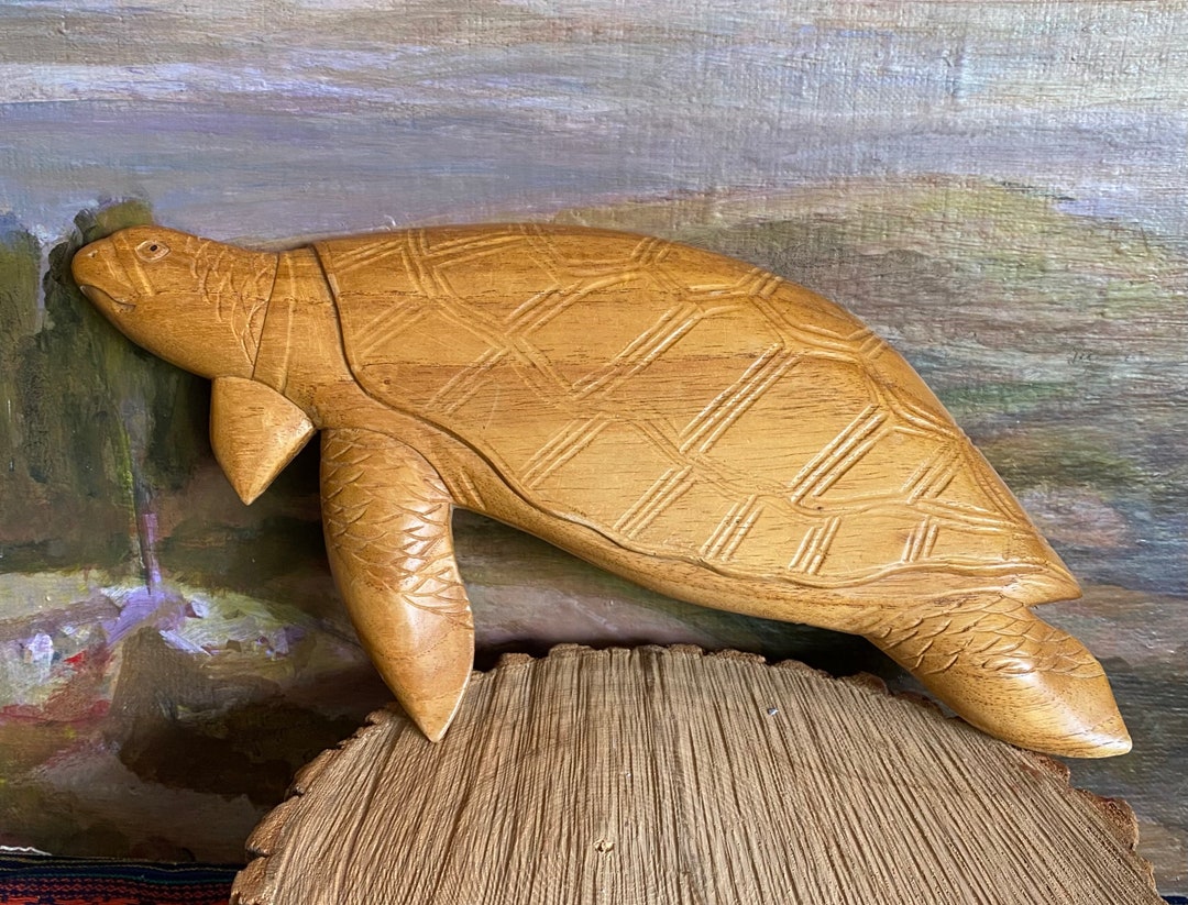 Hand Carved Sea Turtle Plaque-large 14' Wide-wood-made in Indonesia ...