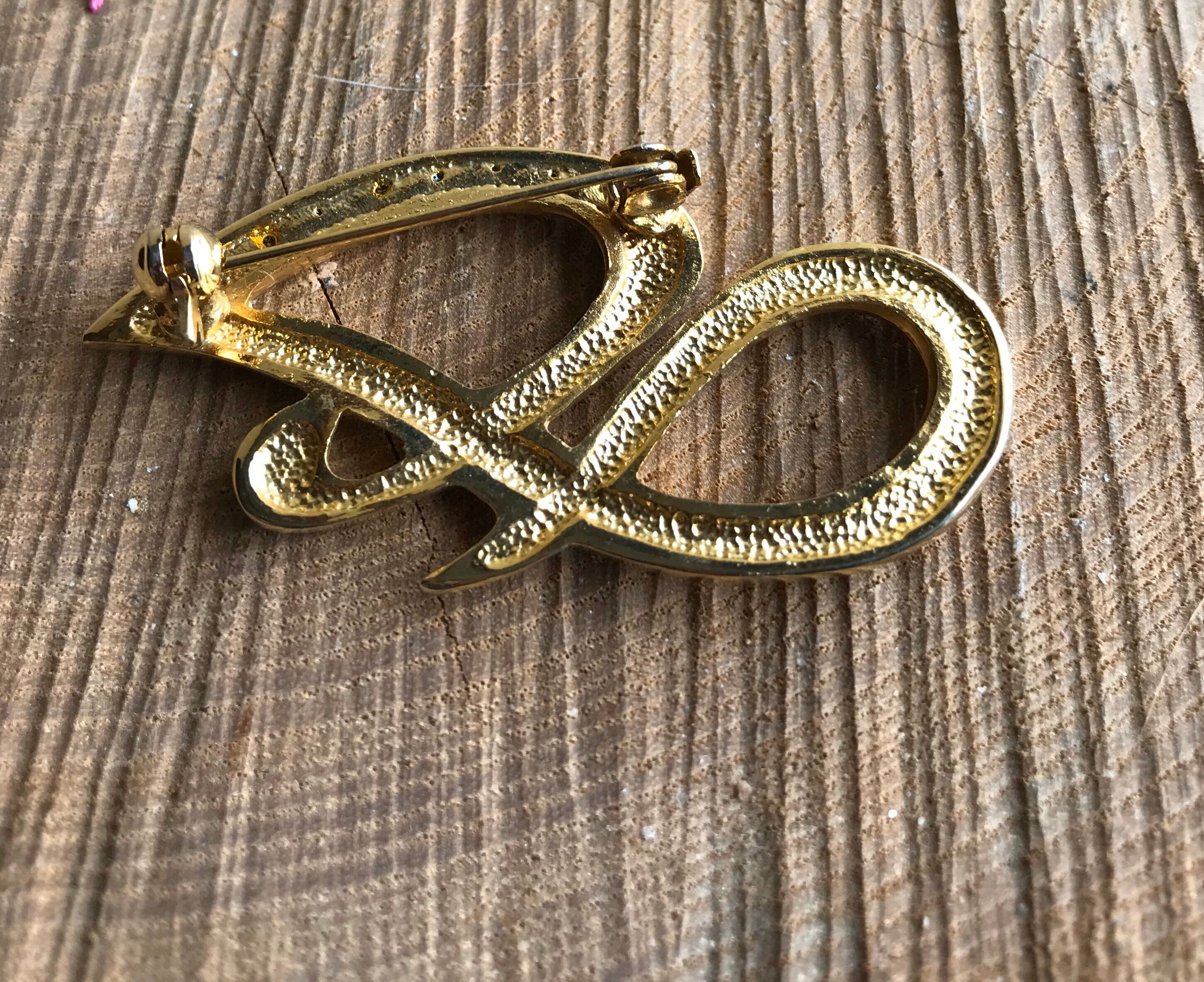 G Initial Brooch-Gold Toned-Rhinestones-G Initial Pin-Monogram | Etsy