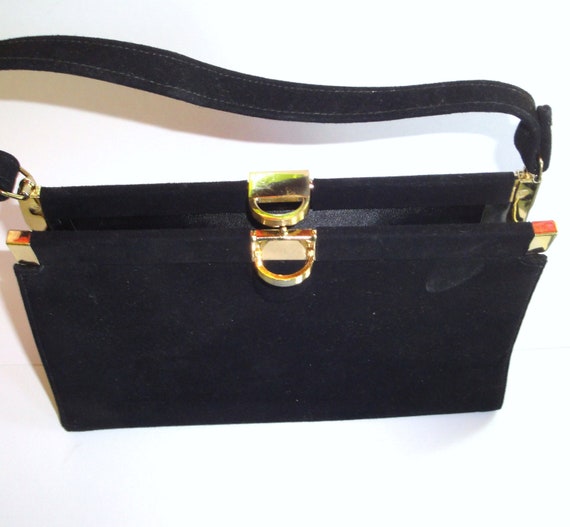 Vintage Mad Men Retro Black Moleskin Handbag - Purse … - Gem