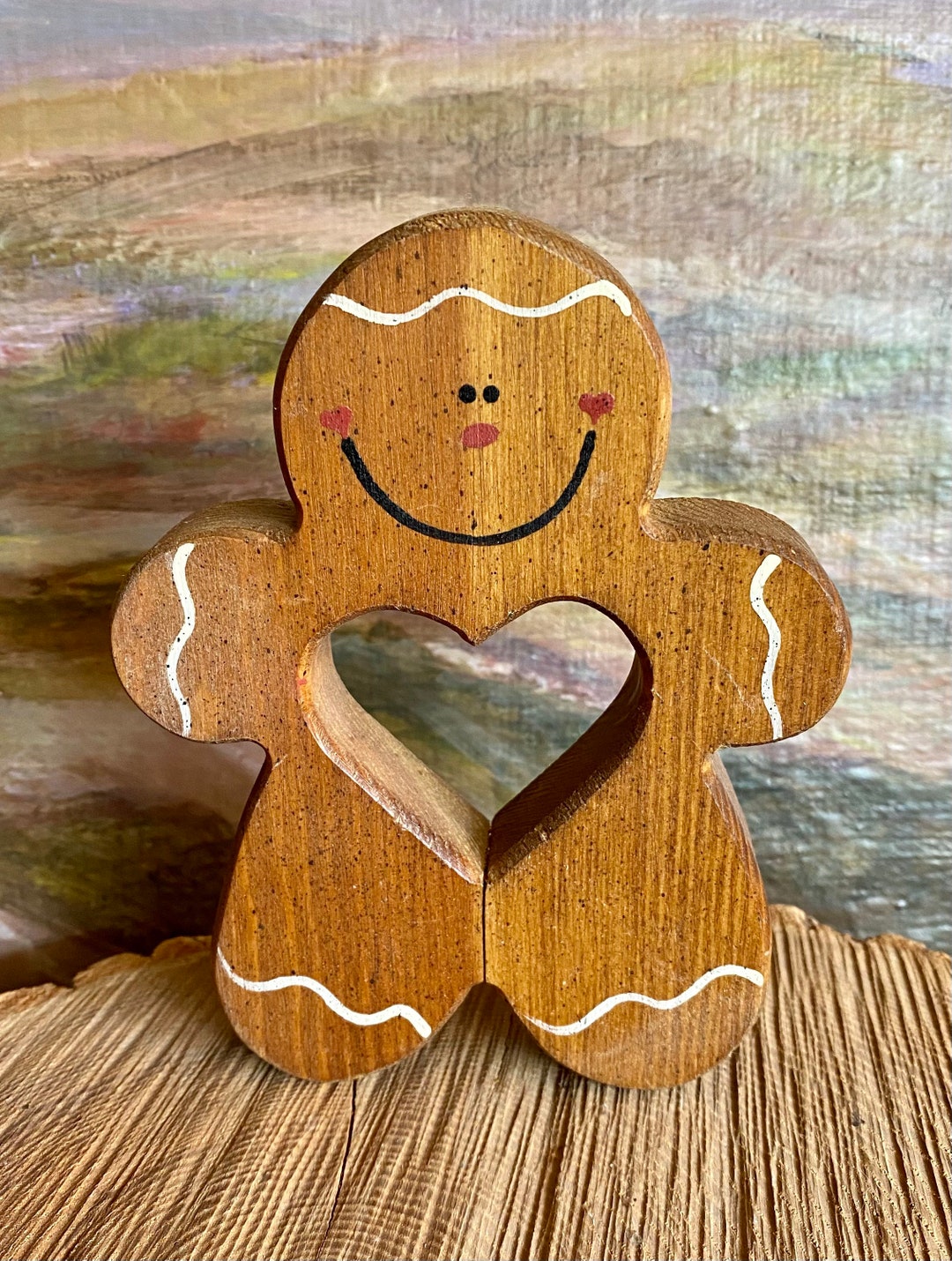 Hand Carved Wooden Gingerbread Man - Etsy UK