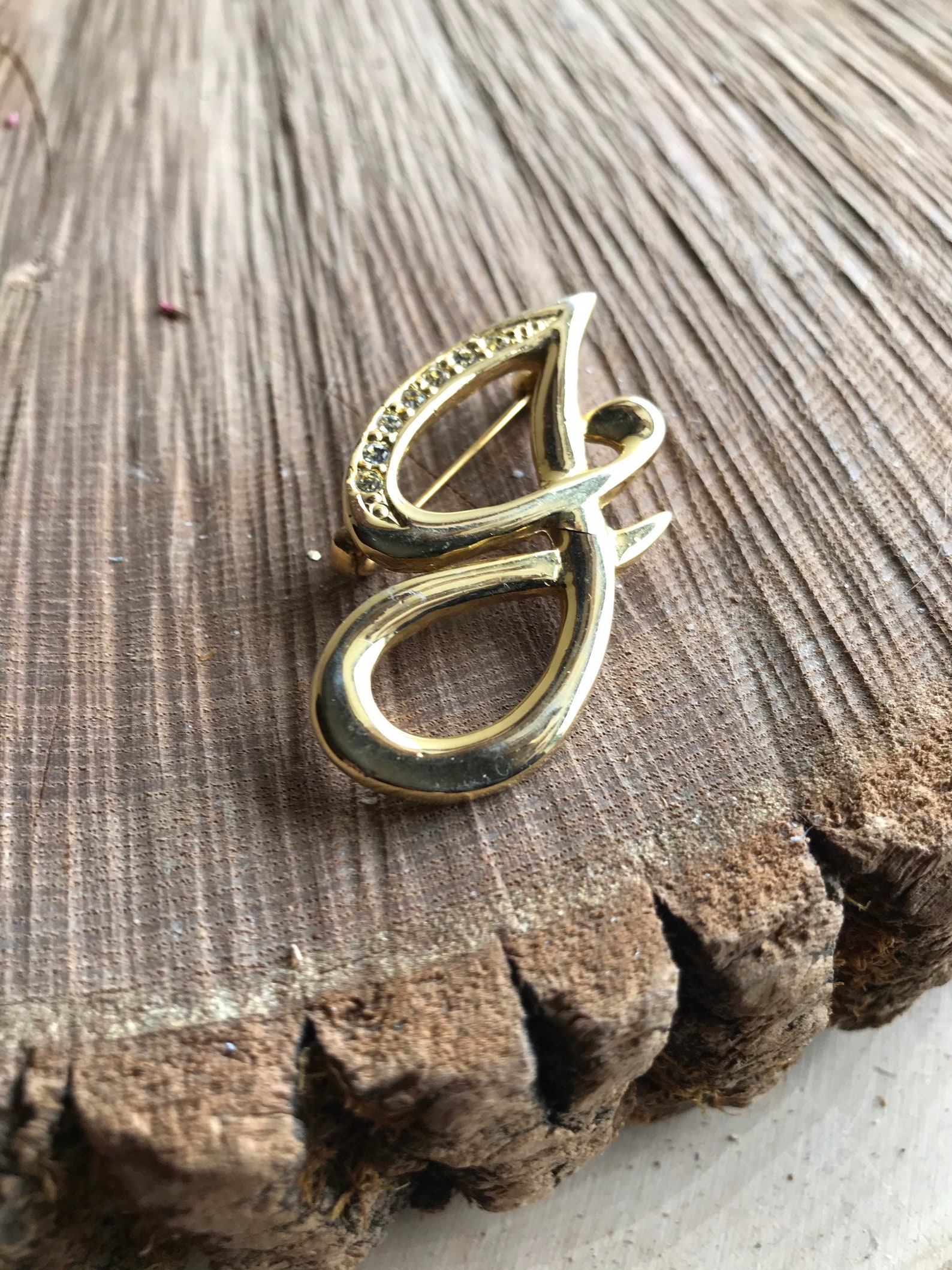 G Initial Brooch-Gold Toned-Rhinestones-G Initial Pin-Monogram - Etsy