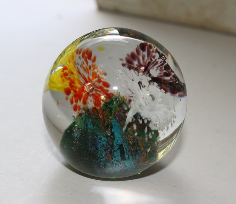 Hand Blown Glass Art Paperweight Vintage Millefiori Design | Etsy
