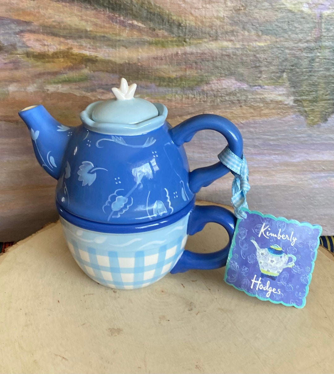 Blue Teapot-tea for One Hallmark Cards Ceramic Teapot-kimberly Hodges ...