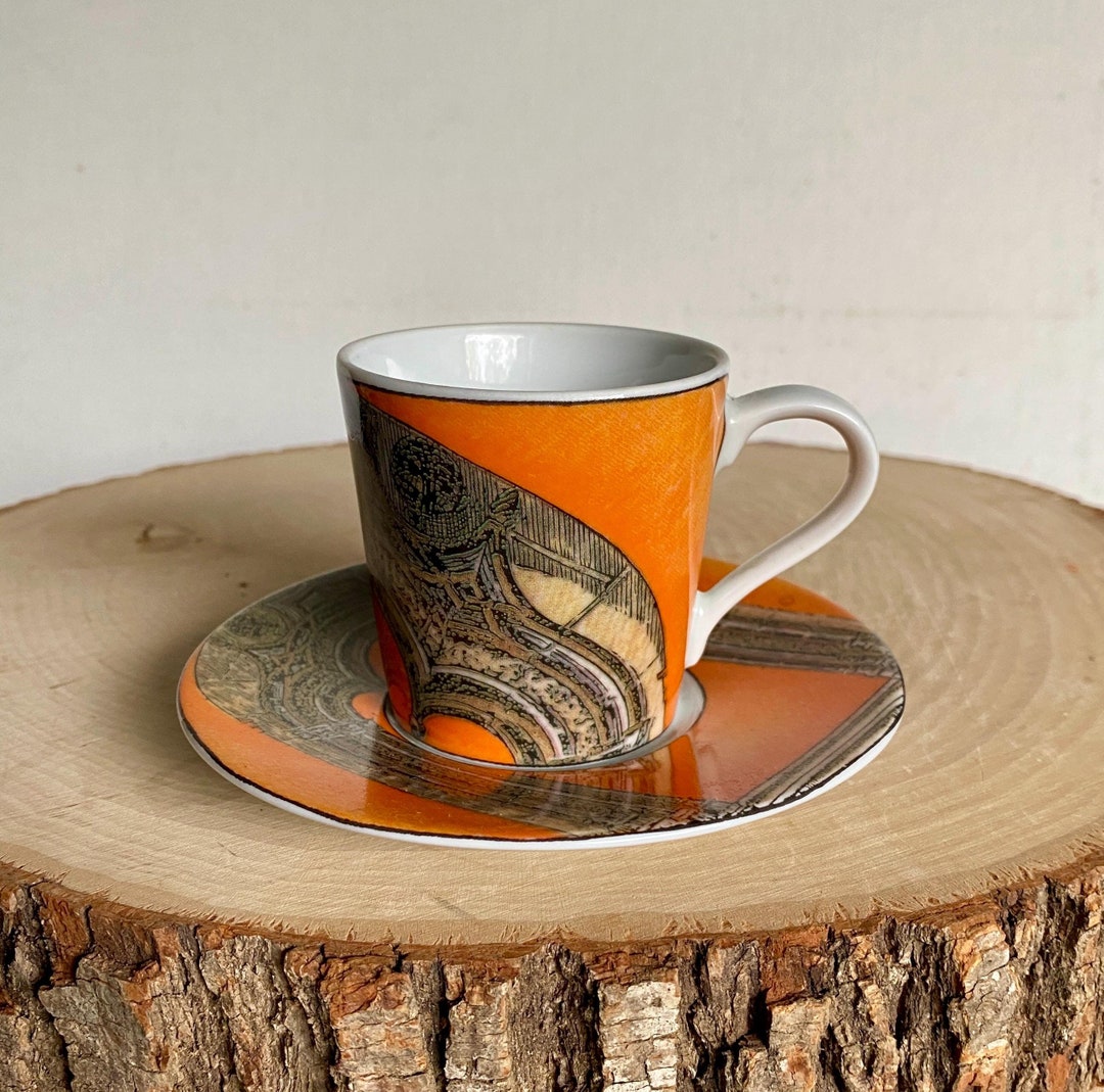 Espresso Cup and Saucer-spal Porcelain Portugal-fernanda Neves-orange ...