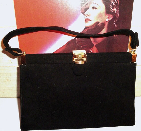 Vintage Mad Men Retro Black Moleskin Handbag - Purse … - Gem
