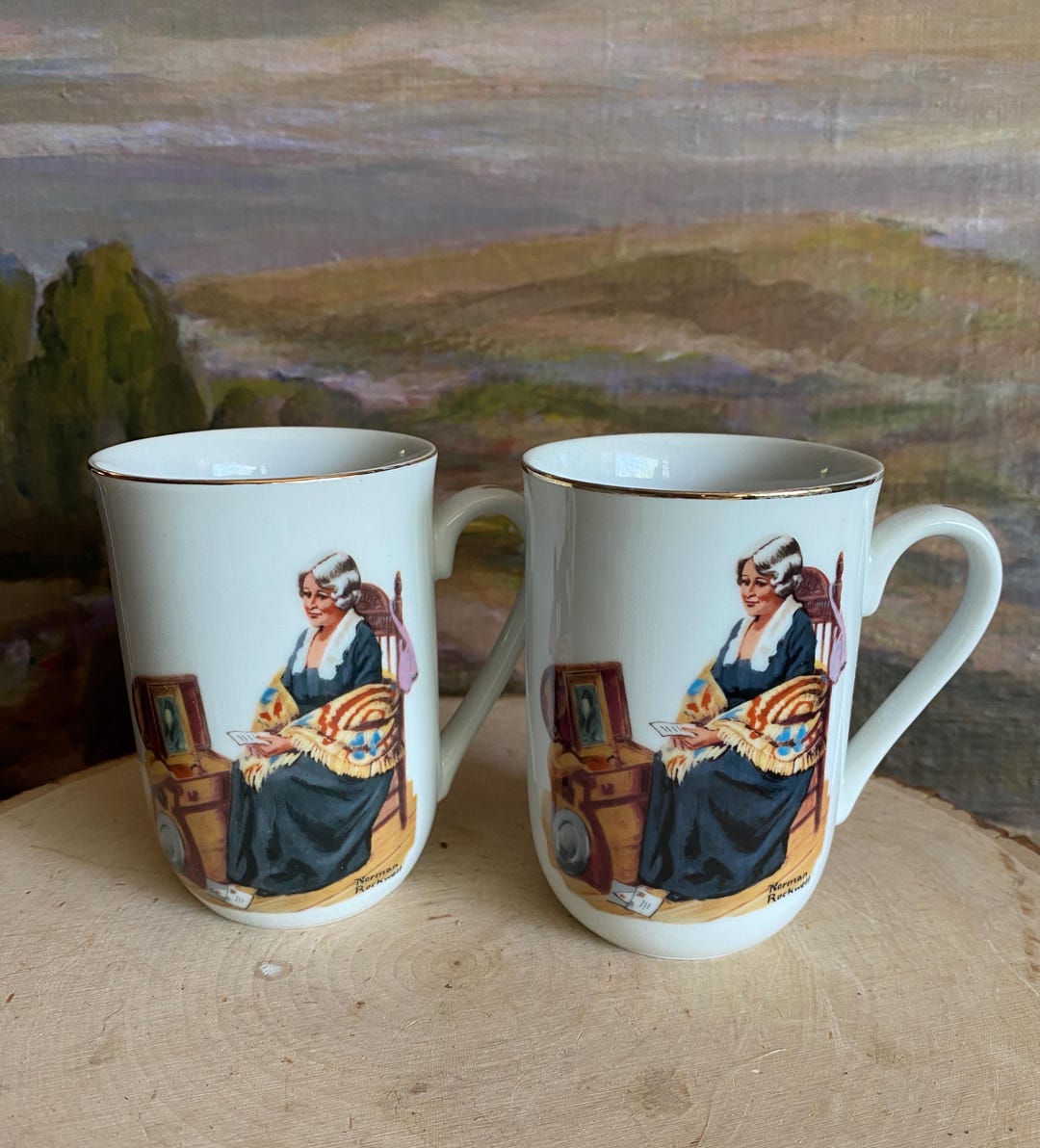 Norman Rockwell Museum Porcelain Mugs-memories-set of 2 Mugs-1982-made ...
