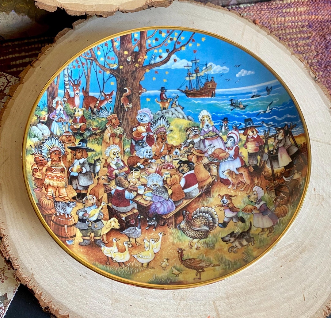 Franklin Mint Paws for Thanks Dog Plate-thanksgiving-fine Porcelain ...