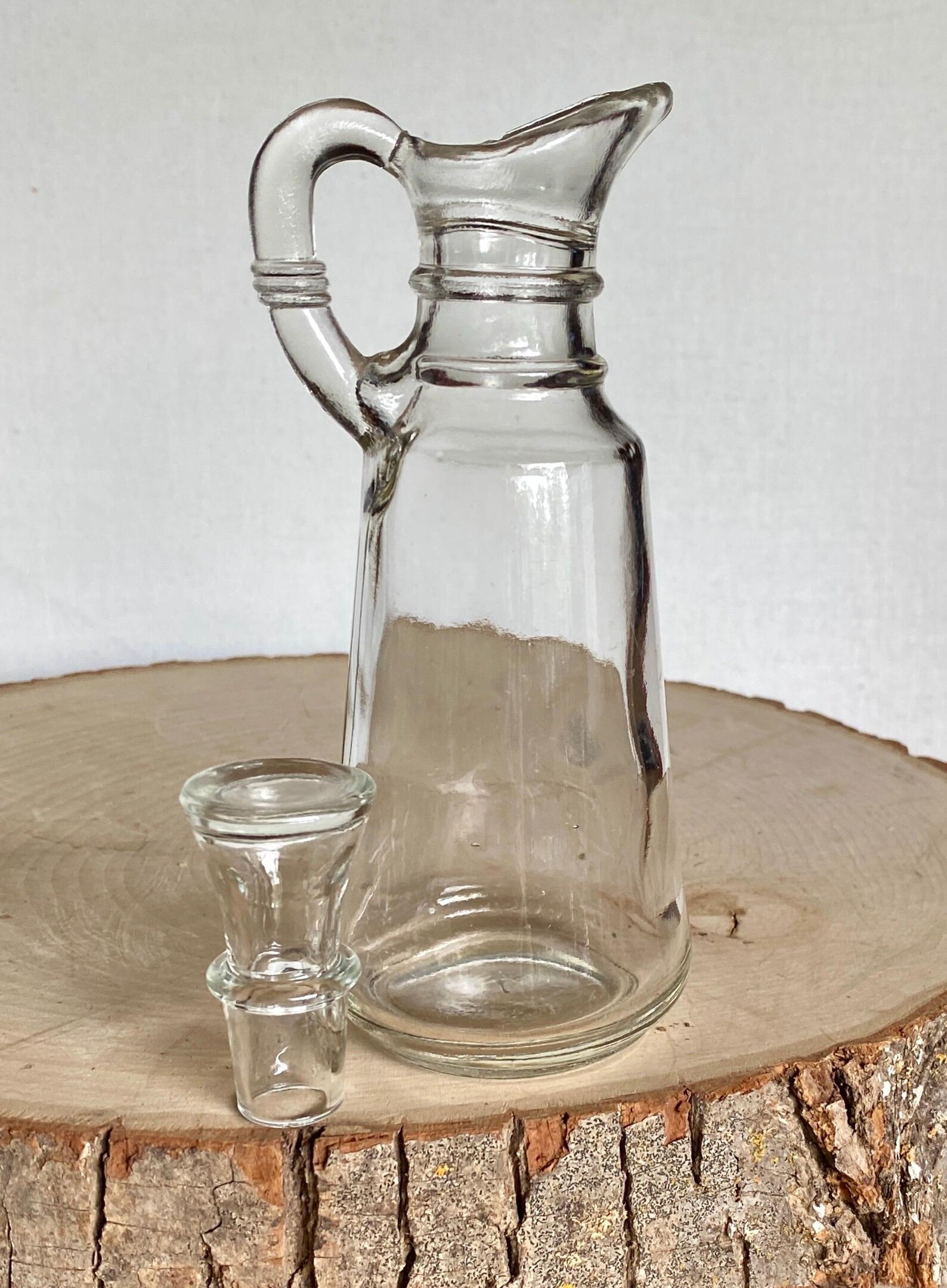 Retro Anchor Hocking Clear Glass Oil and Vinegar Cruet With Glass ...