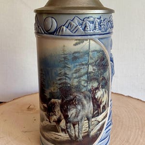Wolf Beer Stein With Lid-longton Crown Scouting the Bluffs Tankard-1st ...