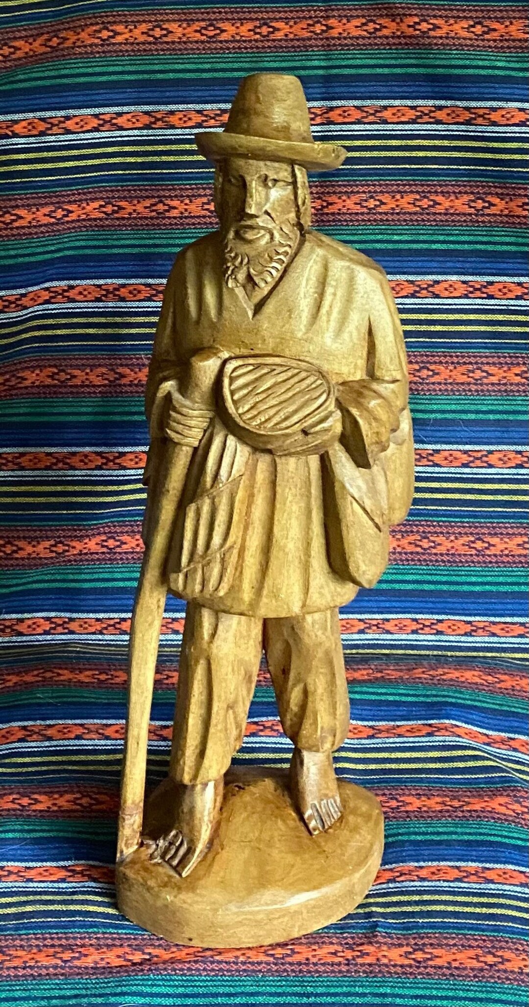 Hand Carved Wood Ecuadorian Man Sculpture-large Figurine-folk Art ...