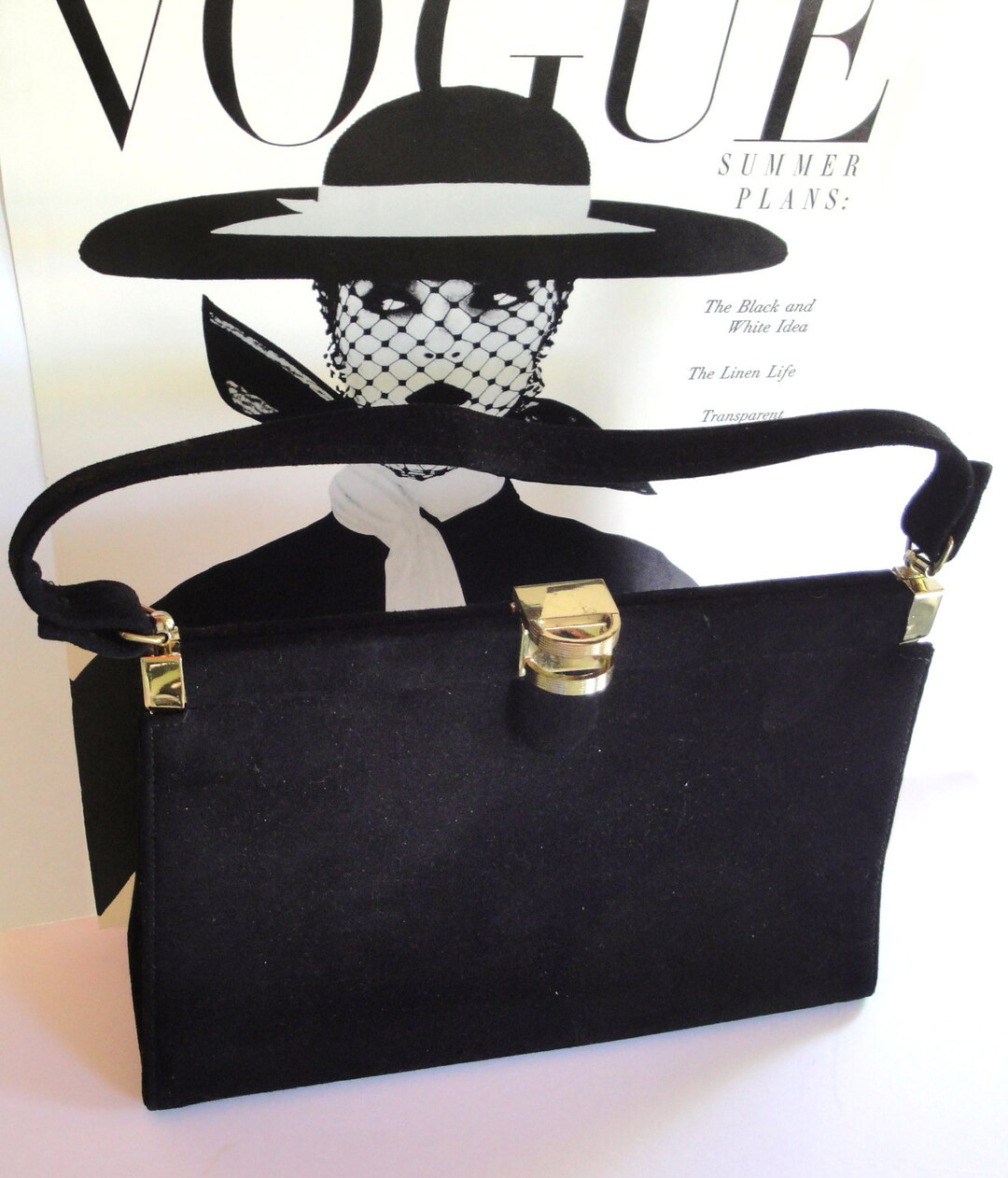 Vintage Mad Men Retro Black Moleskin Handbag - Purse - Accessories - Etsy