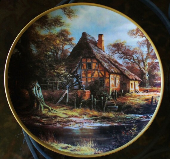 Country Cottage Scene Porcelain Plate Vintage Bareuther - Etsy