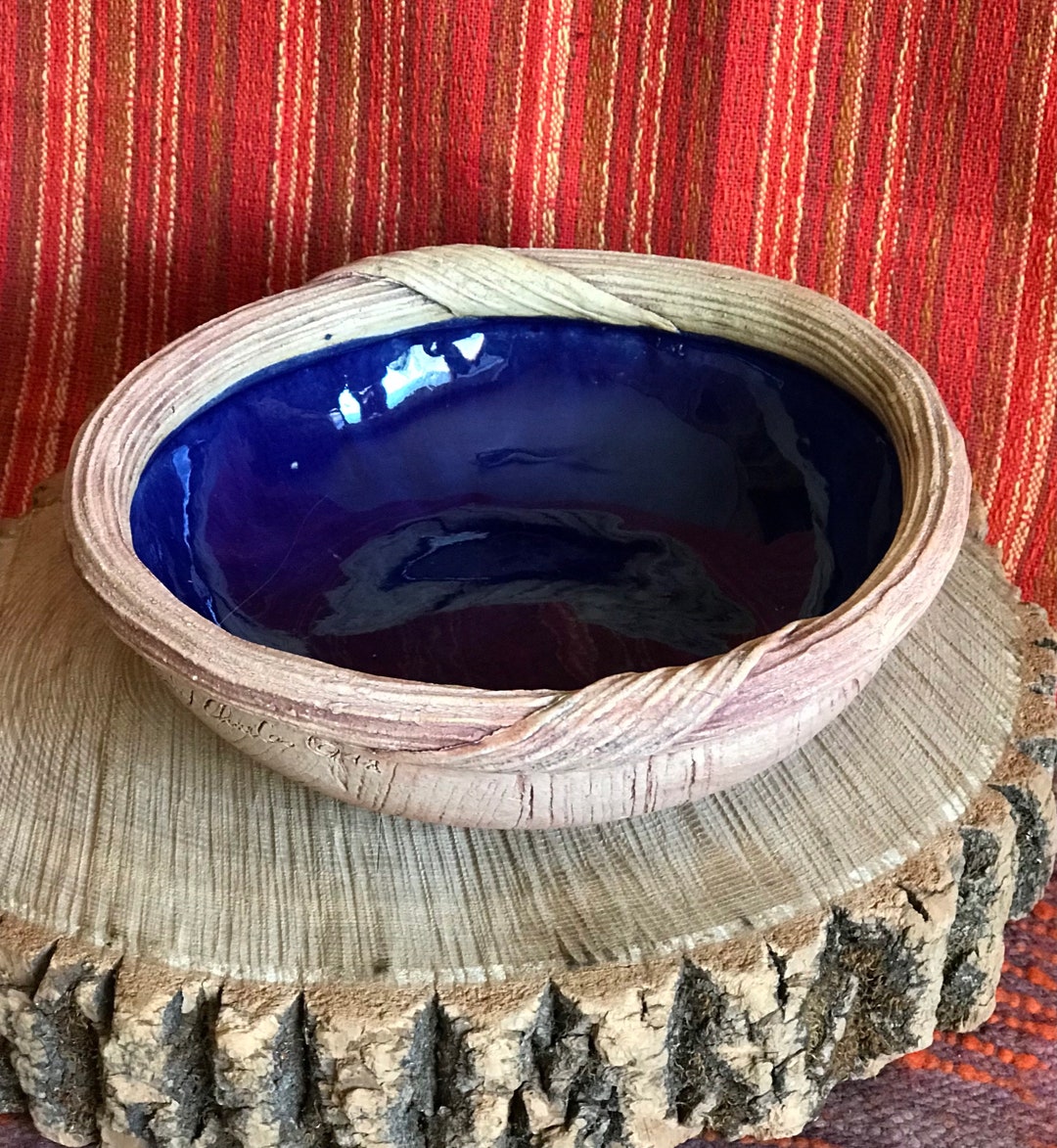 Cobalt Blue Ceramic Bowl-hand Made Pottery-1992-signed by Artist ...