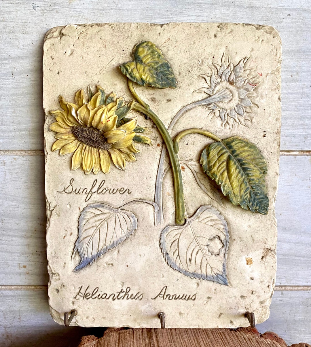 Sunflower Key Holder-bas Relief-botanical-wall Decor-yellow-key Hook ...